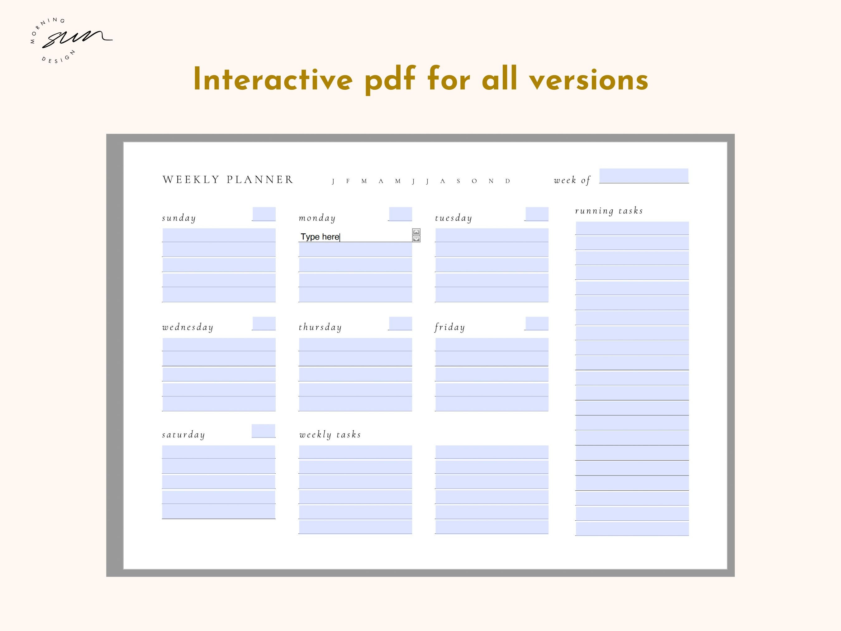 Ultimate Weekly Planner Printable OR Interactive Digital in A4, A3 Size ...