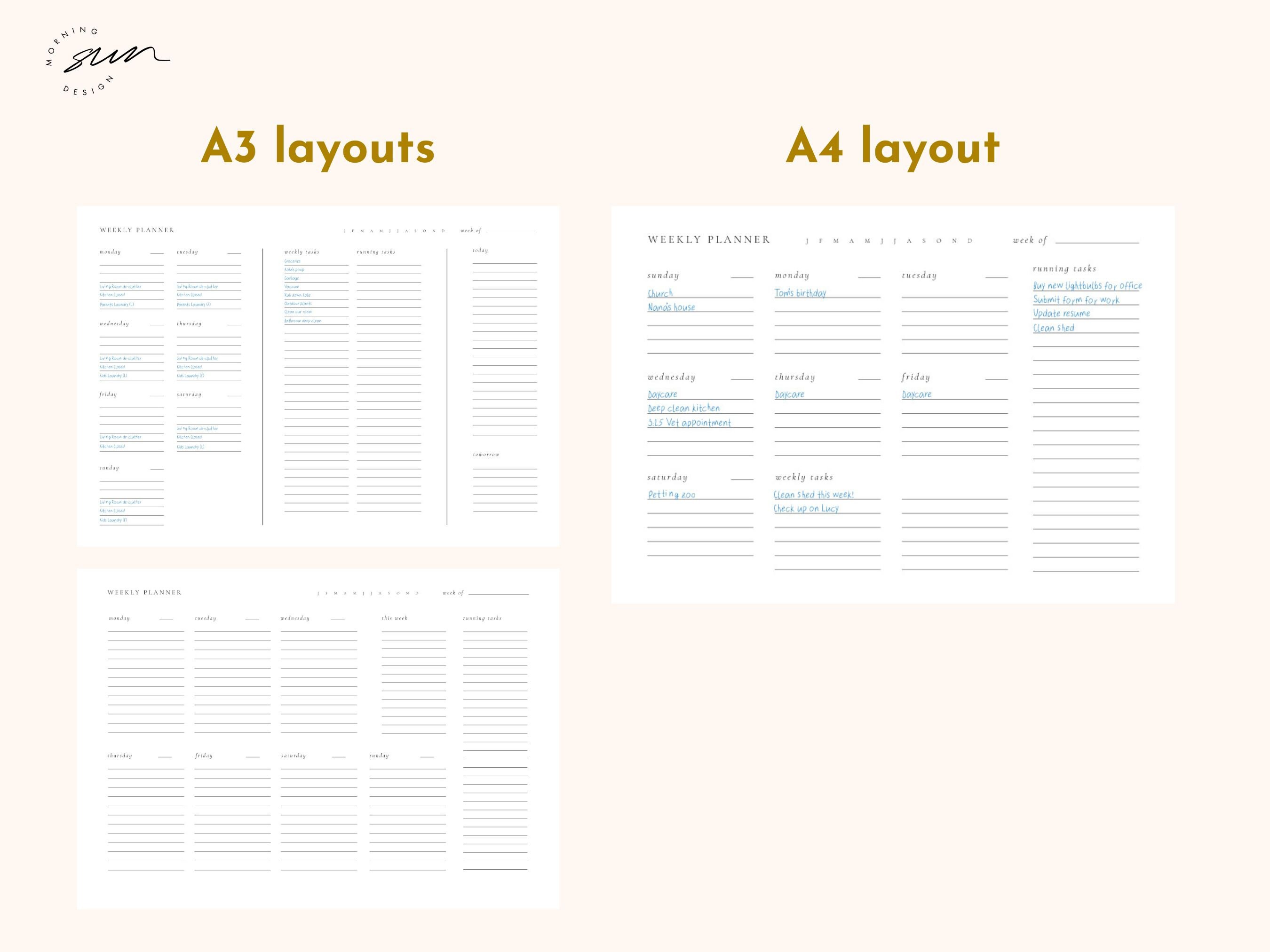 Ultimate Weekly Planner Printable OR Interactive Digital in A4, A3 Size ...