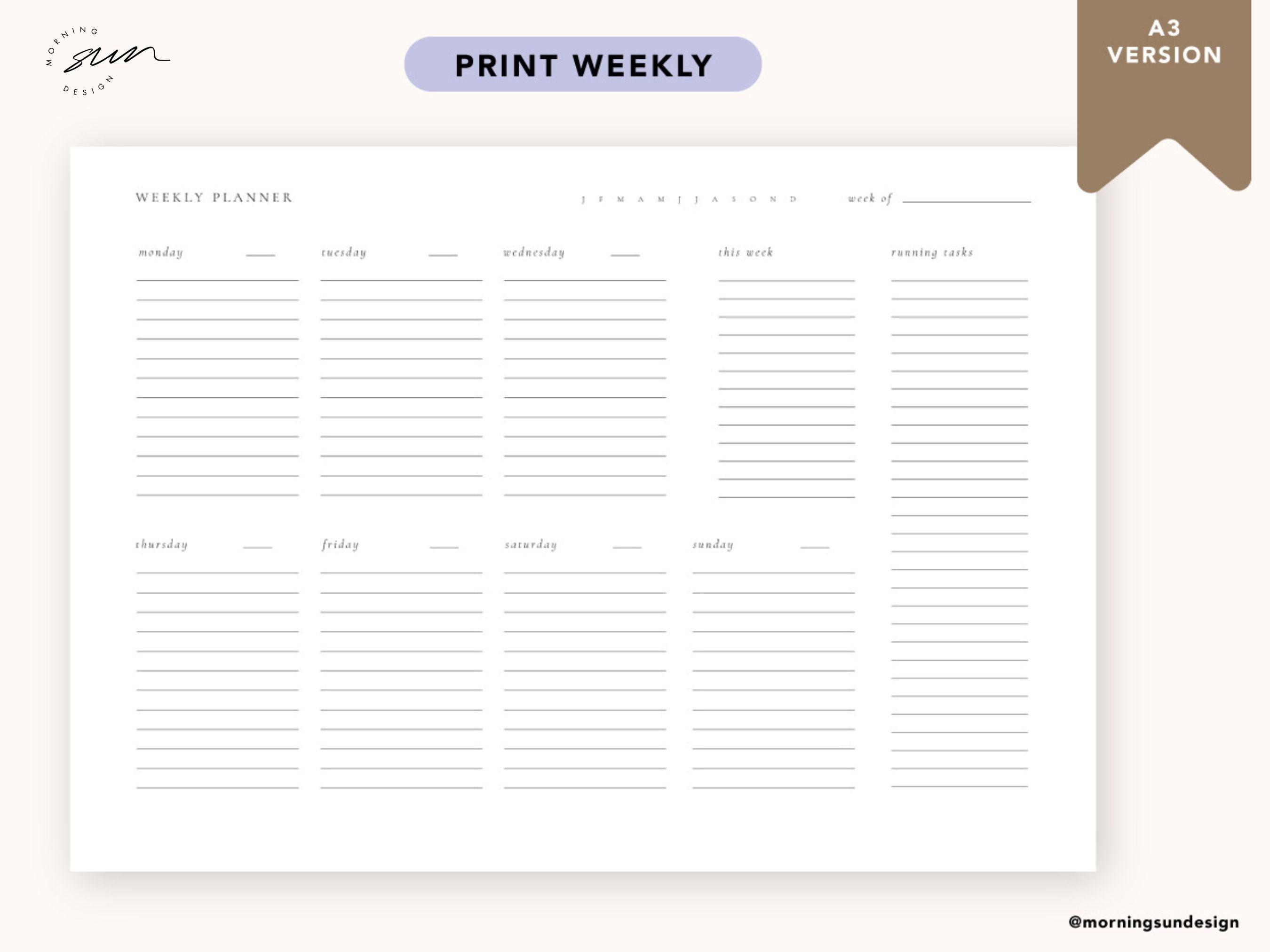 Ultimate Weekly Planner Printable OR Interactive Digital in A4, A3 Size ...