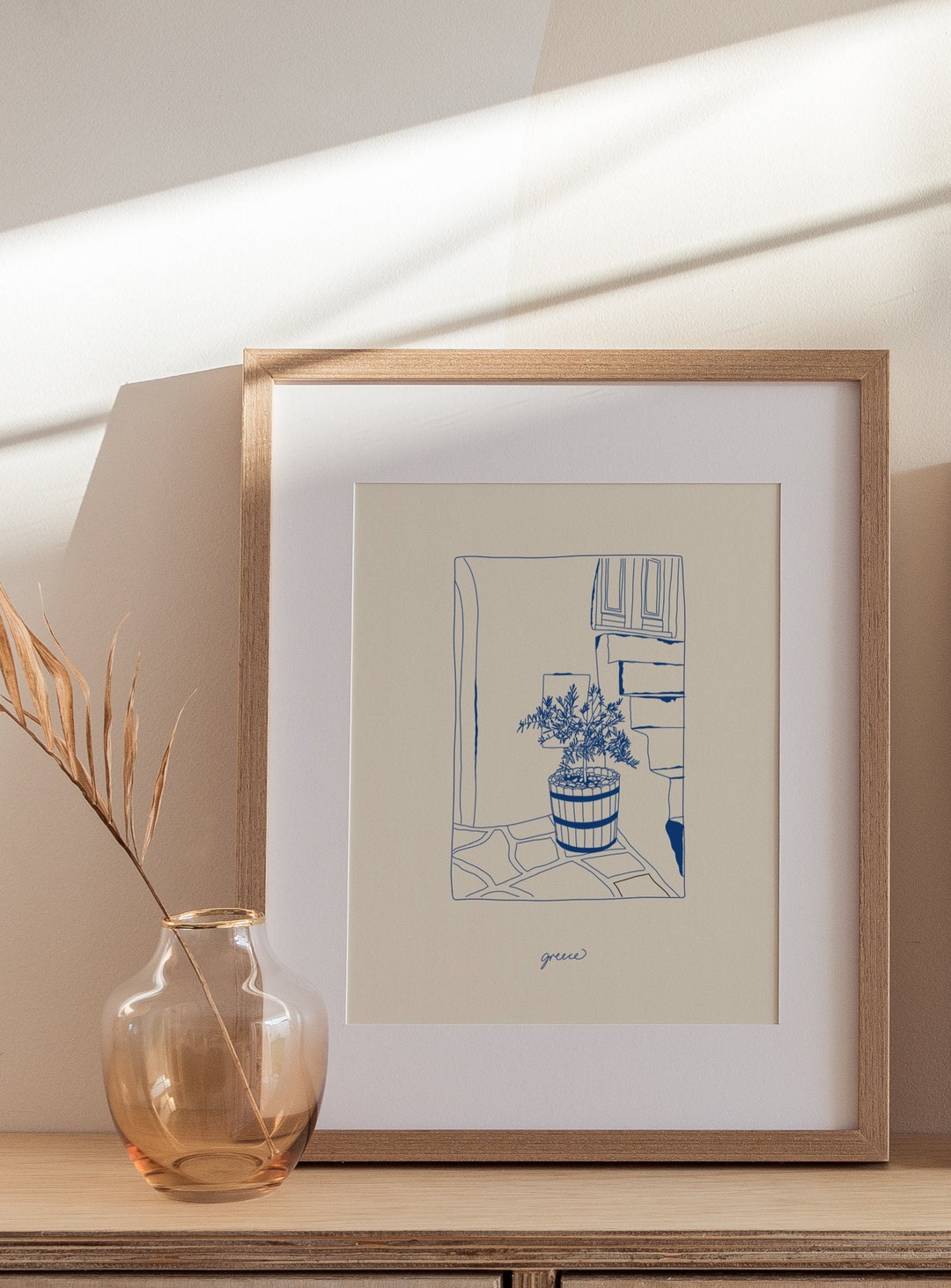 Greece Illustration | Wall Art Print Sketch | Digital Instant Download ...