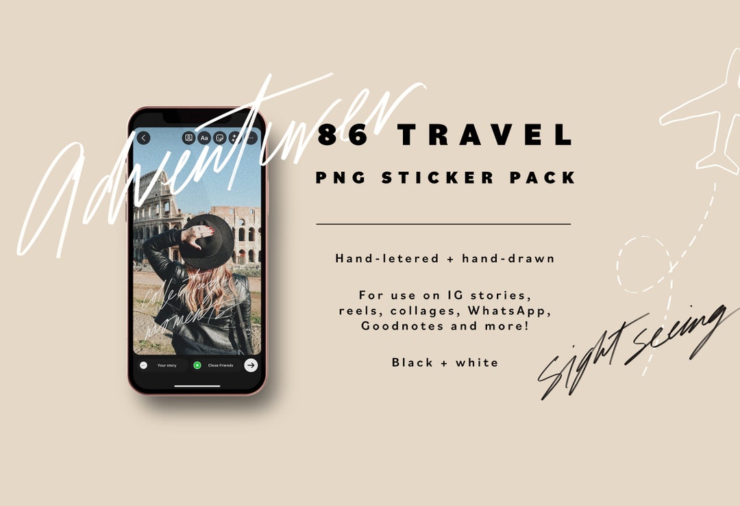 86 TRAVEL IG Instagram Stories Png Sticker Pack for Collages, Edits ...