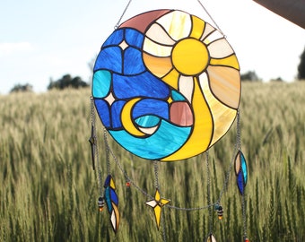 Sun and Moon Stained Glass | Etsy