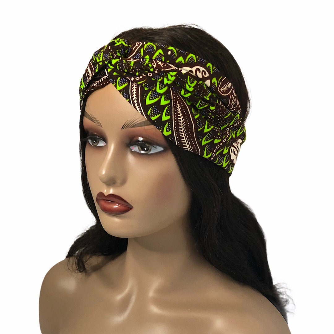 Turban Twist Headband Ankara African Wax Print With Elasticated
