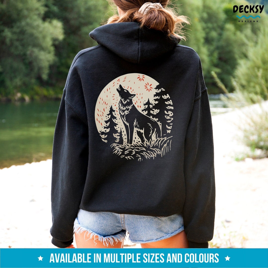 Howling Wolf Hoodie, Wolf and Moon Sweatshirt, Gift for Wolf Lover ...