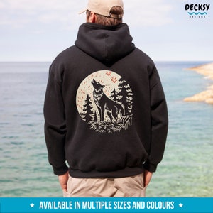Howling Wolf Hoodie, Wolf and Moon Sweatshirt, Gift for Wolf Lover ...
