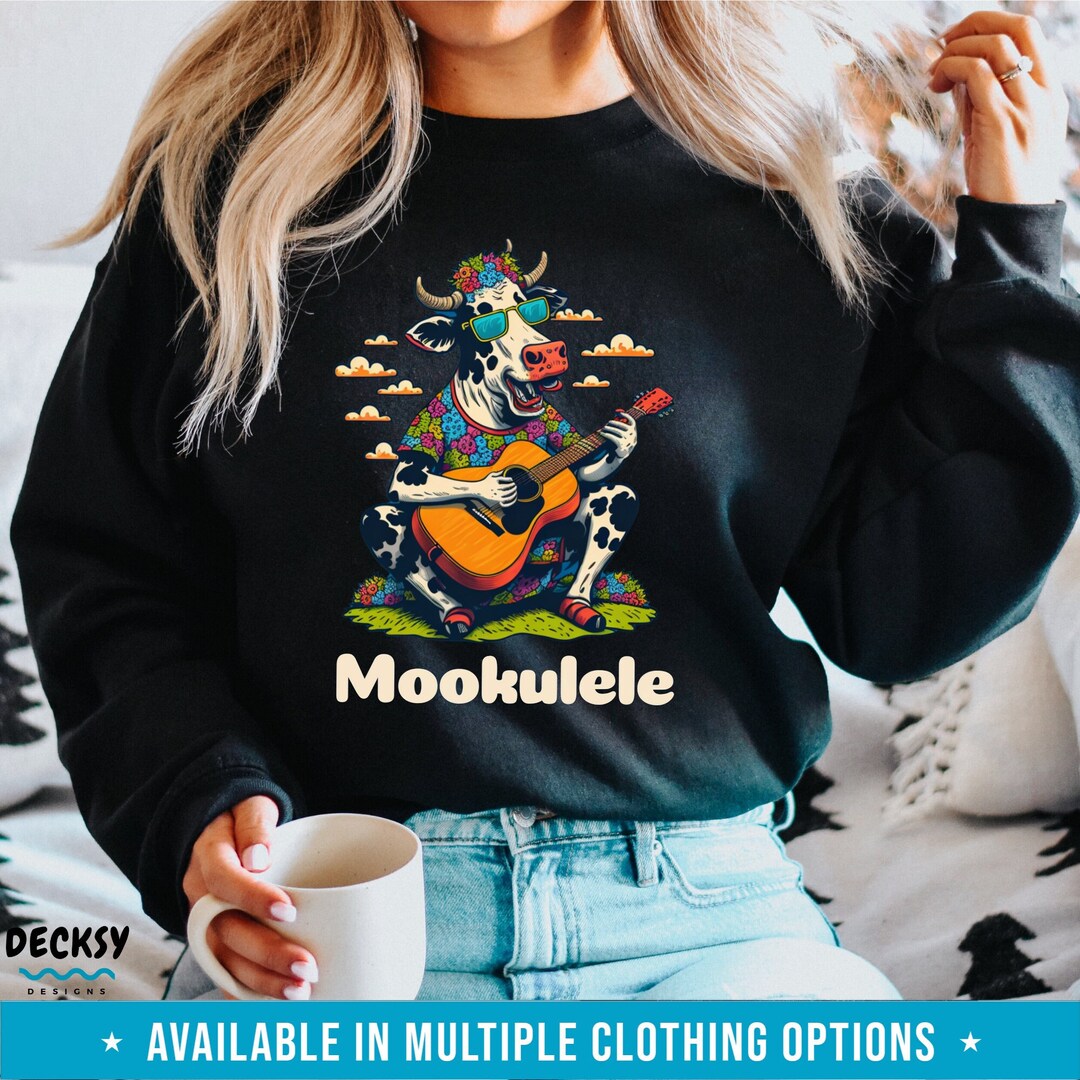 Funny Cow Sweatshirt, Ukulele Player Gift, Musician Shirt, Music Lover ...