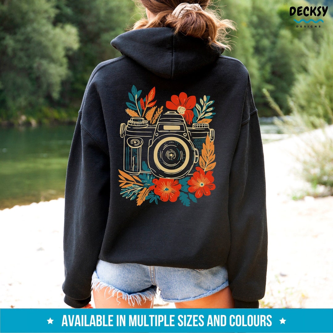 Floral Camera Hoodie, Photographer Gift, Photography Lover Shirt, Retro ...