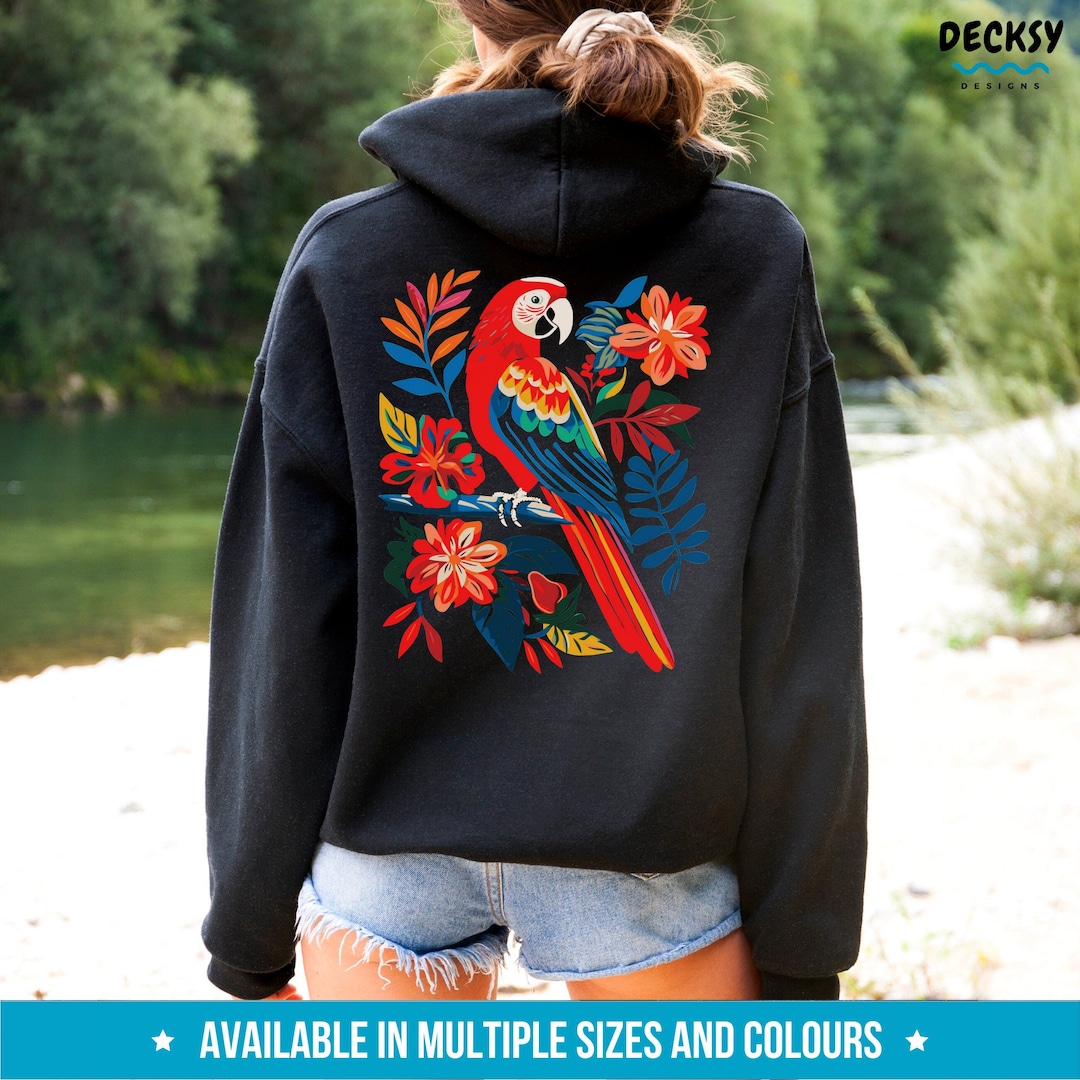 Scarlet Macaw Hoodie, Parrot Lover Gift, Macaw Sweater, Macaw Parrot ...