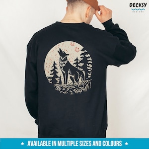 Howling Wolf Hoodie, Wolf and Moon Sweatshirt, Gift for Wolf Lover ...