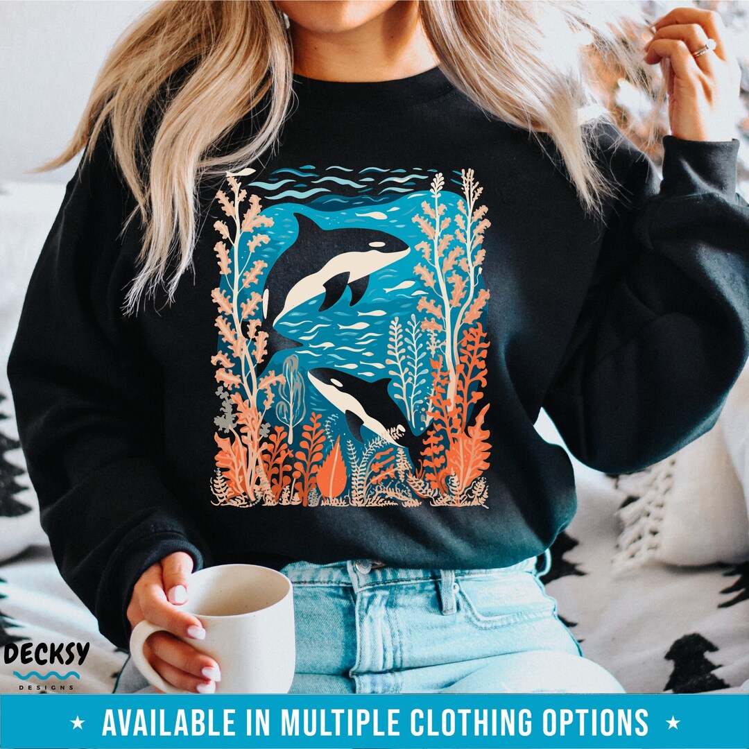Orca Whale Sweatshirt, Marine Biology Gift, Aesthetic Killer Whale ...