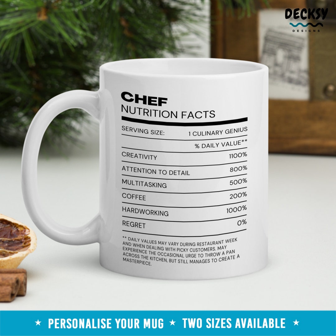 Custom Chef Nutrition Facts Mug, Cook Gift, Funny Chef Mug, Sous Chef ...