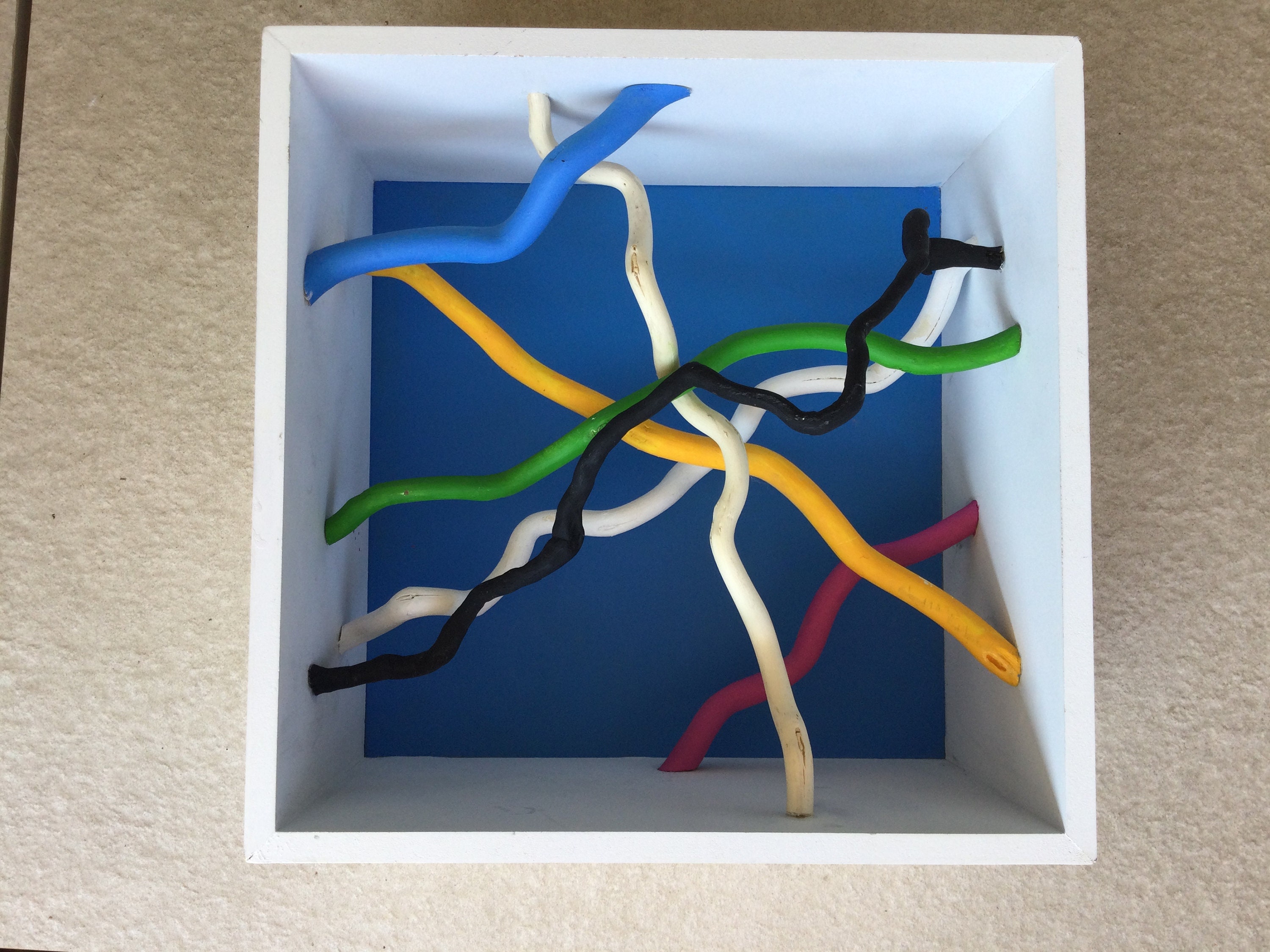 Cube Abstract Art Object Wooden Cube With Acrylic-painted - Etsy