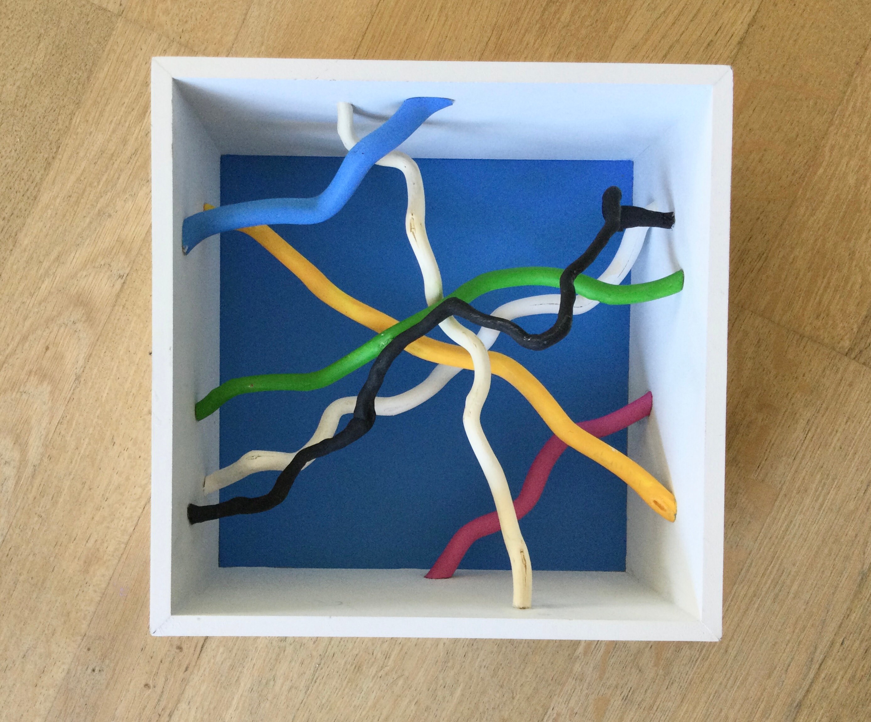 Cube Abstract Art Object Wooden Cube With Acrylic-painted - Etsy