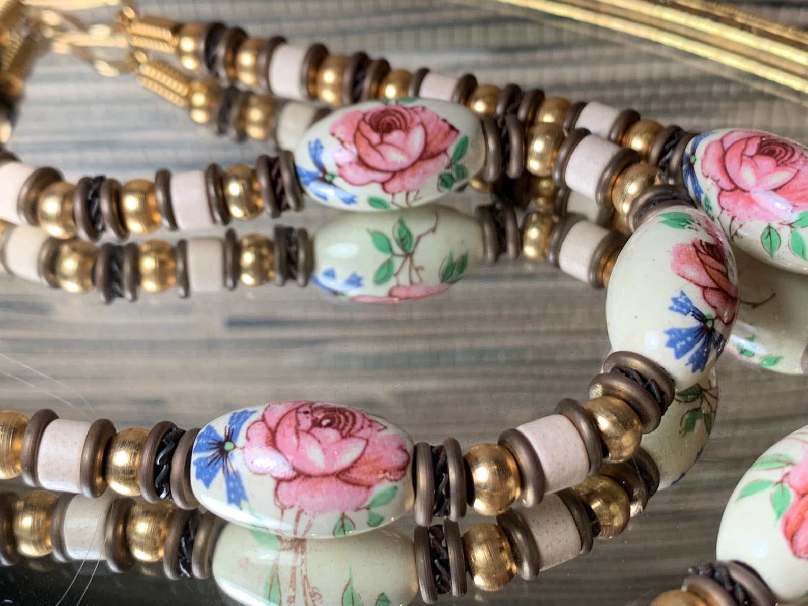 Vintage Jewelry Set Rosebud and Cornflower Ivory Ceramic & - Etsy