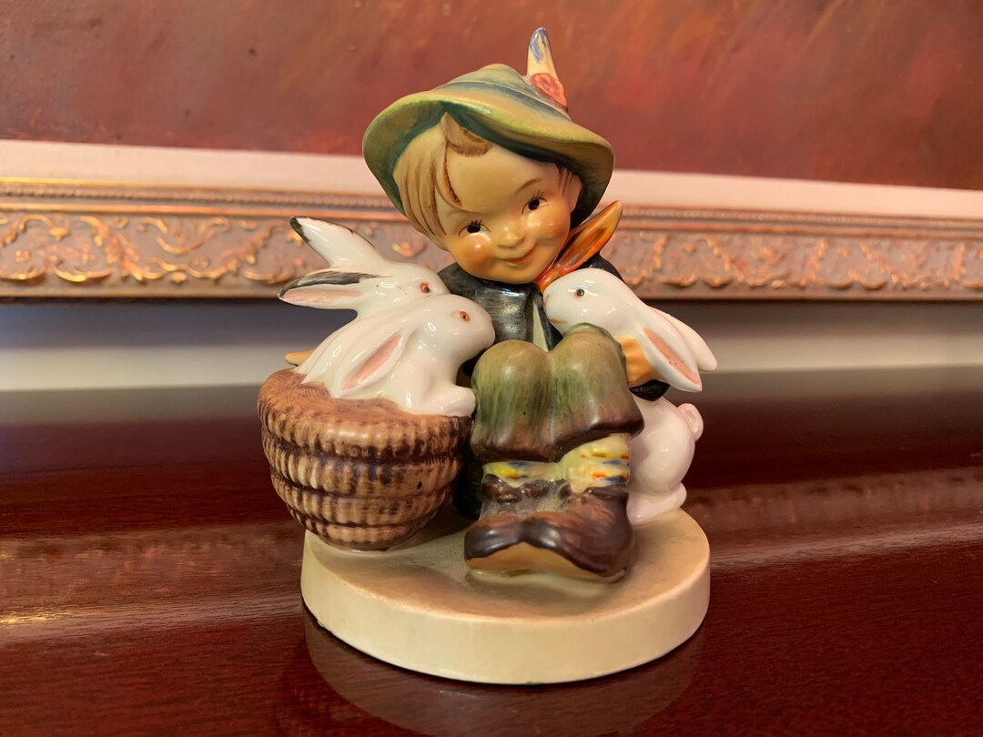 Vintage MJ Hummel Playmates 58/0 Figurine Boy With Rabbits 1960's TMK-3 ...