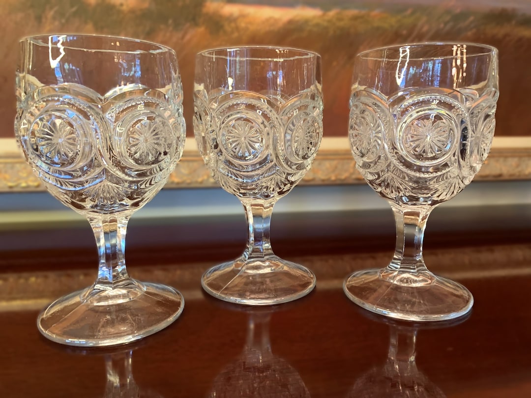 Set of 3 EAPG Glass Goblets C 1905 Star in Bull's Eye by - Etsy