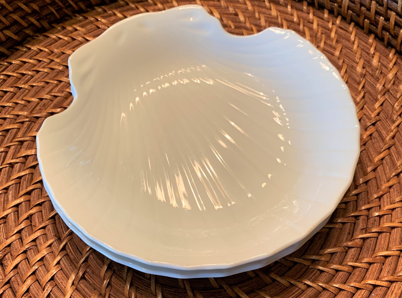 Vintage White Seashell Dishes Set of 2 Porcelain 7 1/2 | Etsy