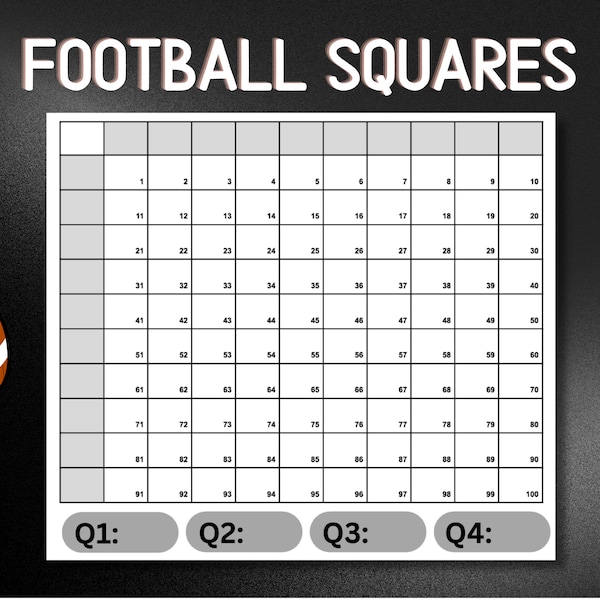 Free Football Squares Printable - Etsy