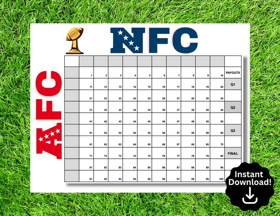 PRINTABLE Football Square Game, Fun Football Party Games, NFL Squares ...