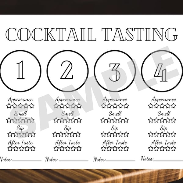 Cocktail Competition Score Card, Instant Download Cocktail Wars - Etsy ...