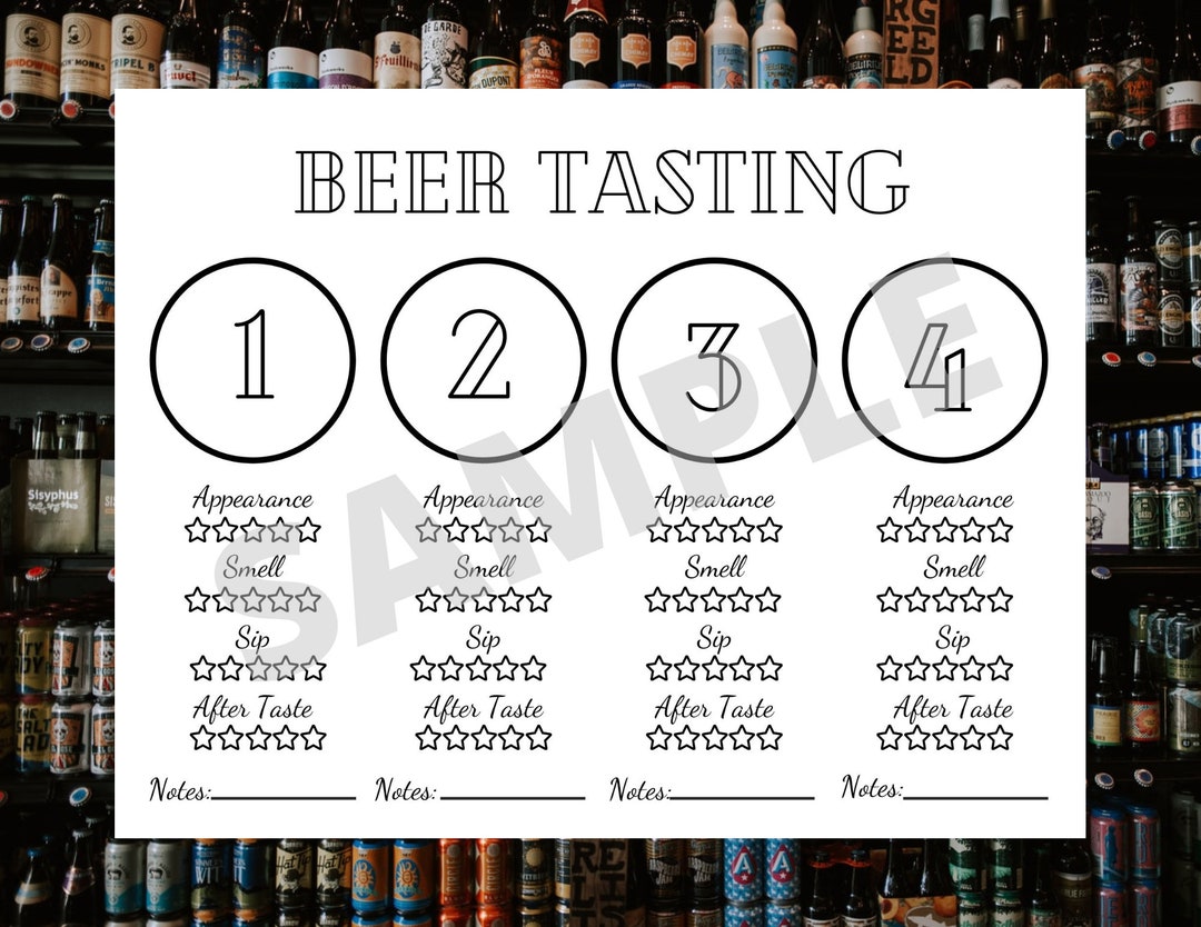 BEER Tasting Placemat - Printable Beer Tasting Scorecard - Beer ...