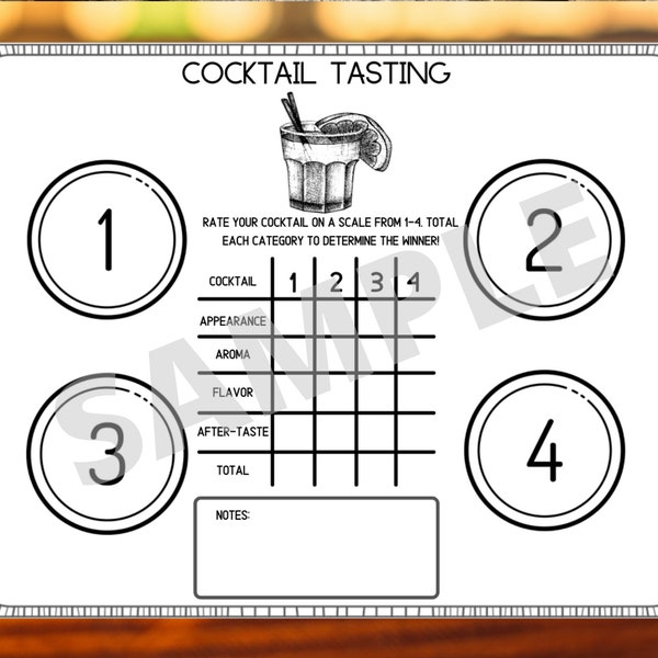 Cocktail Competition Score Card, Instant Download Cocktail Wars - Etsy ...