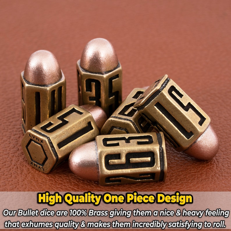 Bullet Metal Dice Set Six Brass D6 Dice Great for DND - Etsy