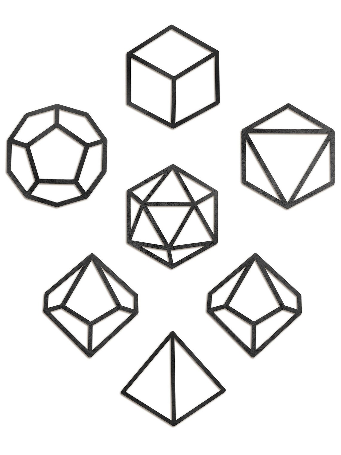 DND Decor - 7 Piece Wooden Dice Outline Wall Decoration - Dungeons and ...