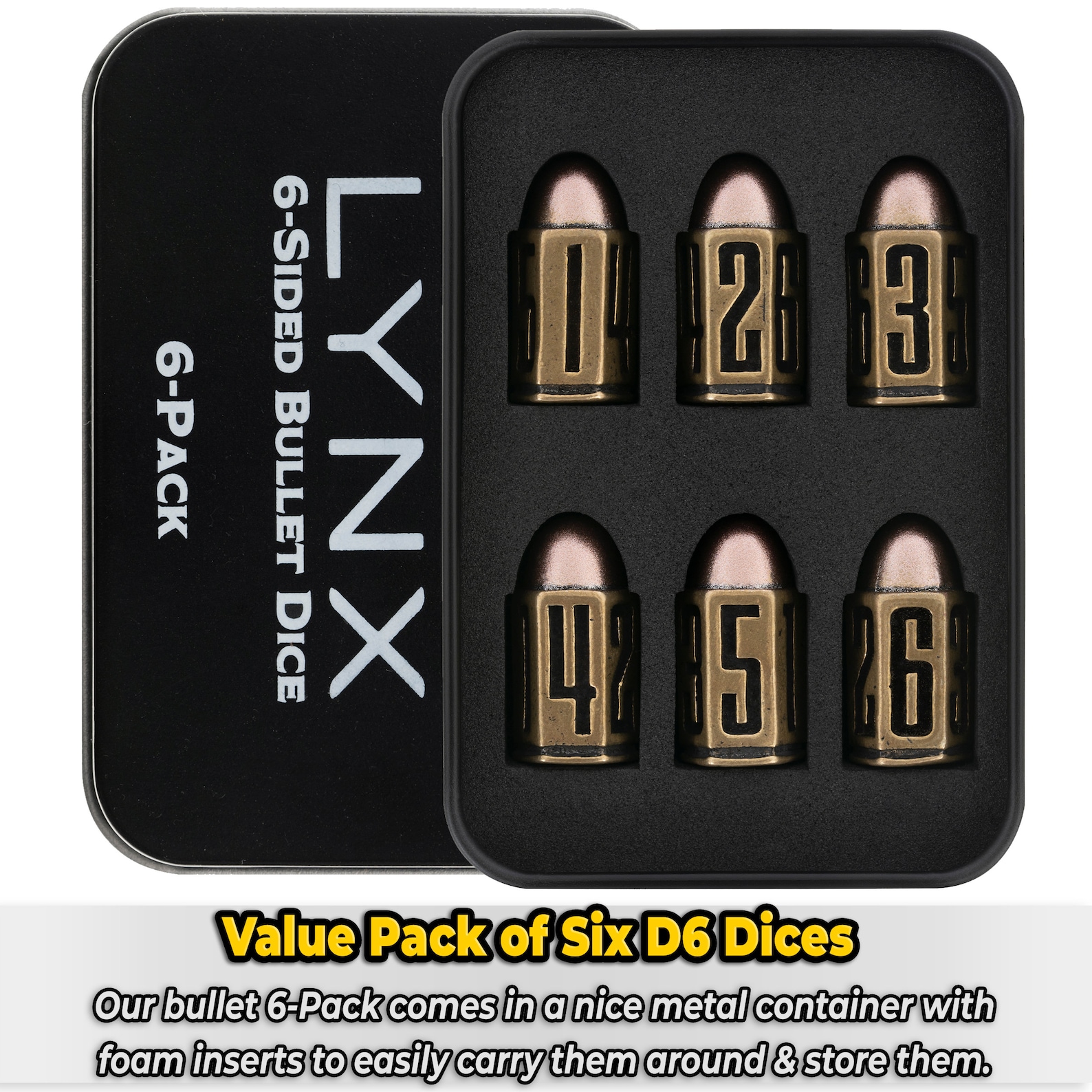 Bullet Metal Dice Set Six Brass D6 Dice Great for DND - Etsy