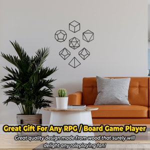 DND Decor - 7 Piece Wooden Dice Outline Wall Decoration - Dungeons and ...