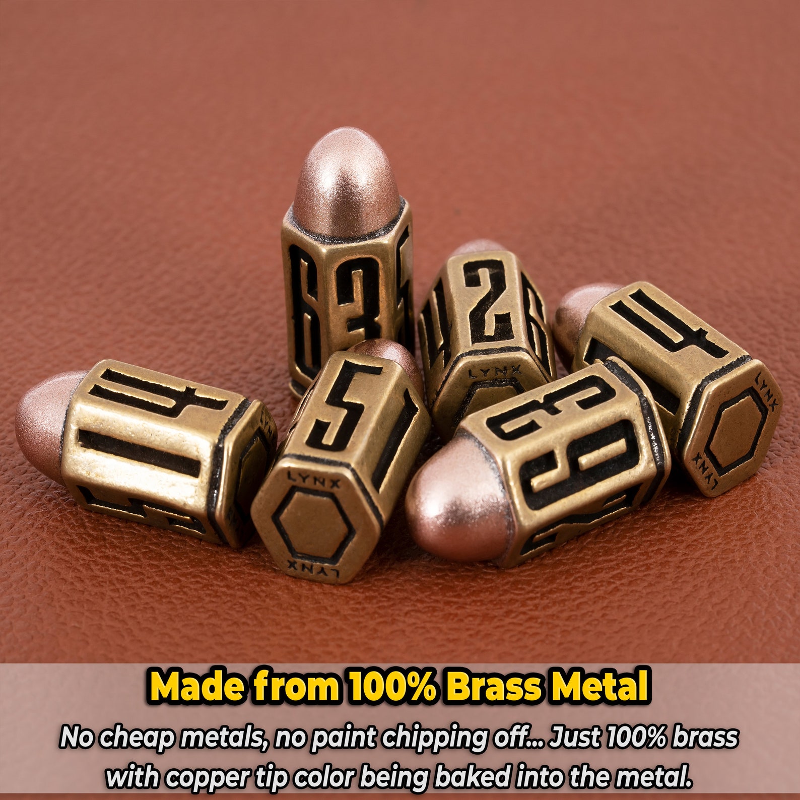 Bullet Metal Dice Set Six Brass D6 Dice Great for DND - Etsy