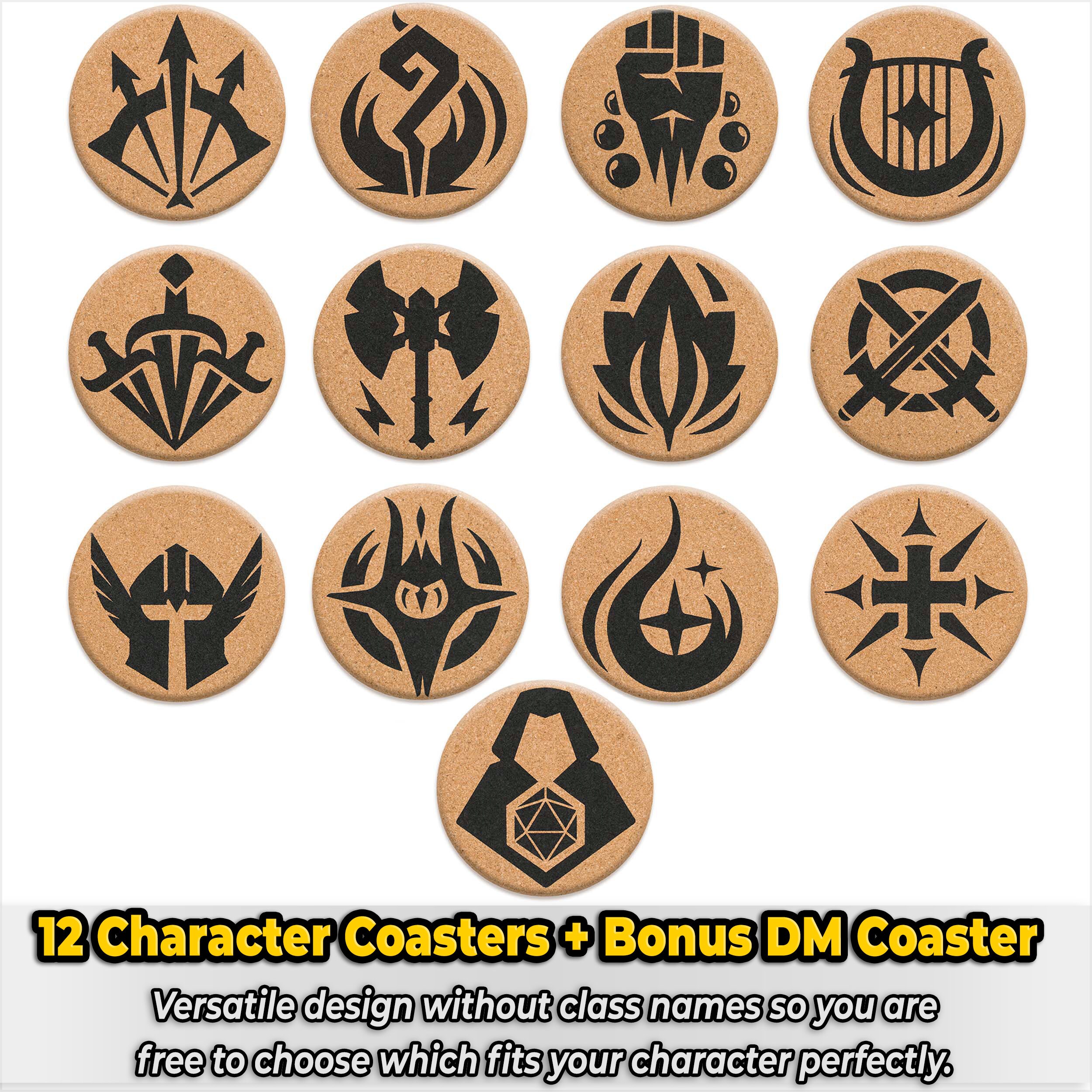 Cork DND Coasters Set of 12 Class 1 DM Icon Great - Etsy