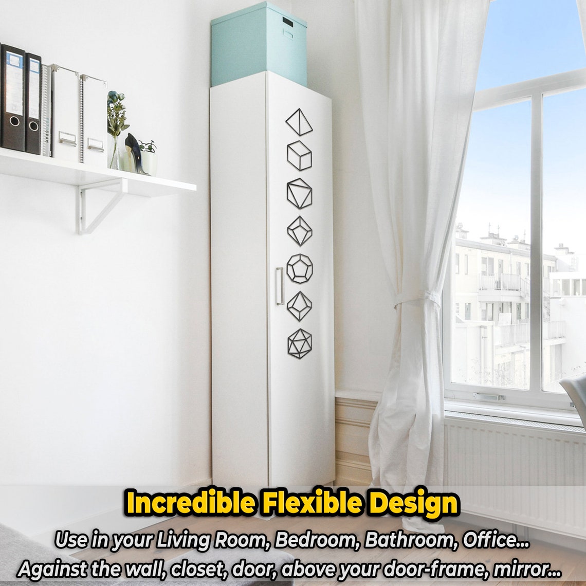 DND Decor - 7 Piece Wooden Dice Outline Wall Decoration - Dungeons and ...