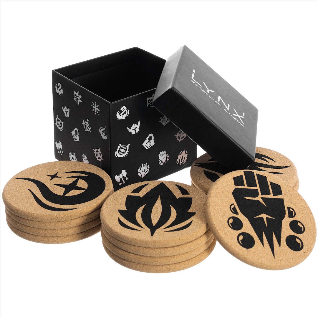 Cork DND Coasters - Set of 12 Class +1 DM Icon - Great Dungeons and ...
