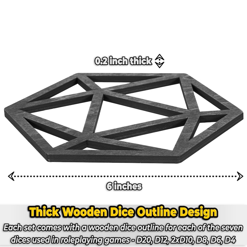 DND Decor - 7 Piece Wooden Dice Outline Wall Decoration - Dungeons and ...