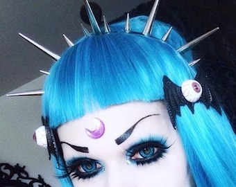 Double Row Studded Spiked Headband With Silver Studs, Spikes Deathrock ...