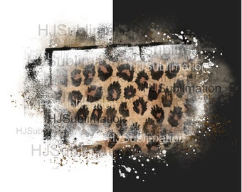 Distressed Leopard Print Backsplash PNG: Sublimation Patches (digital ...