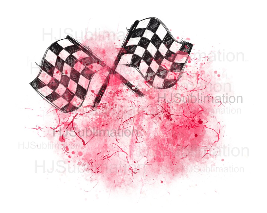 Checkered Racing Flags PNG – Watercolor Sublimation Design for Sports ...