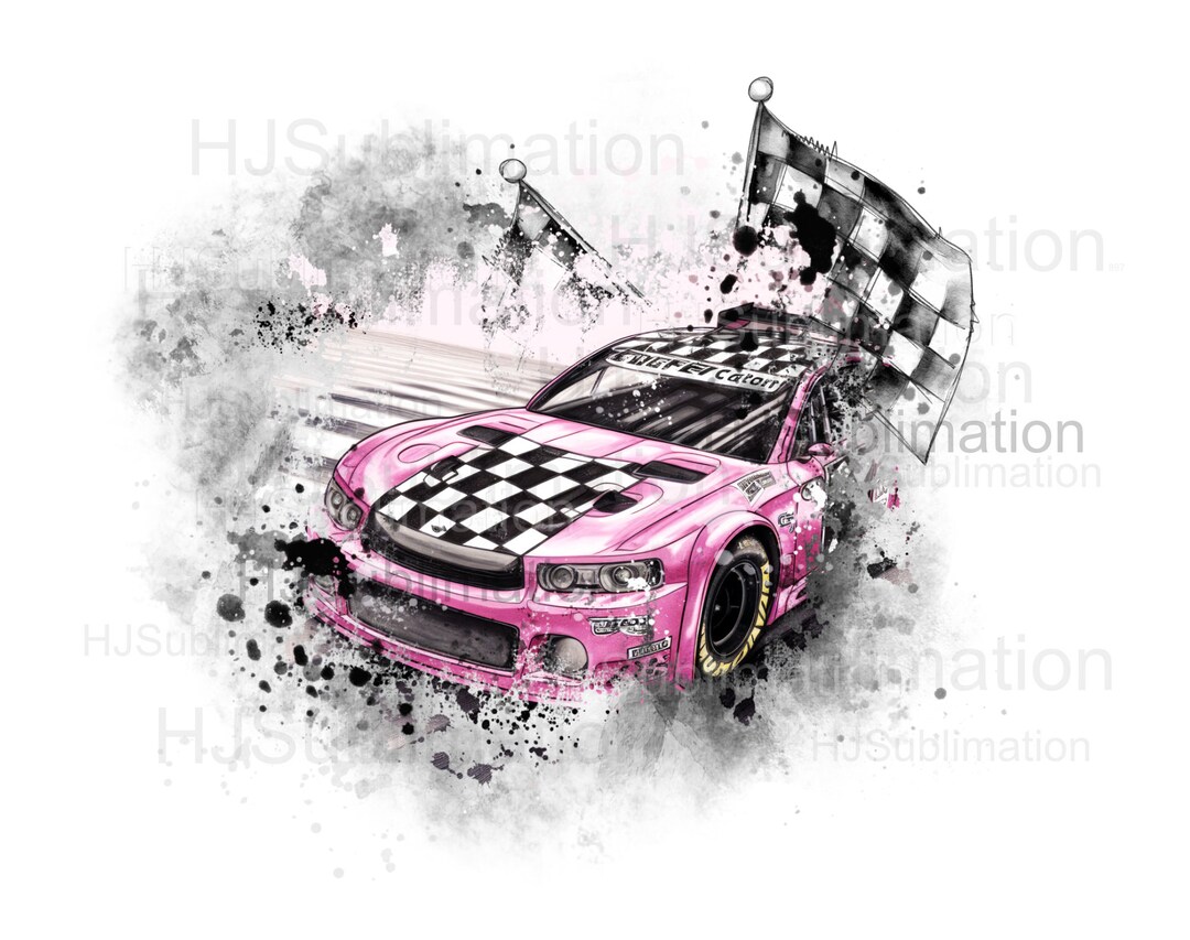 Pink Race Car PNG, Checkered Flag Racing Sublimation Design - Etsy