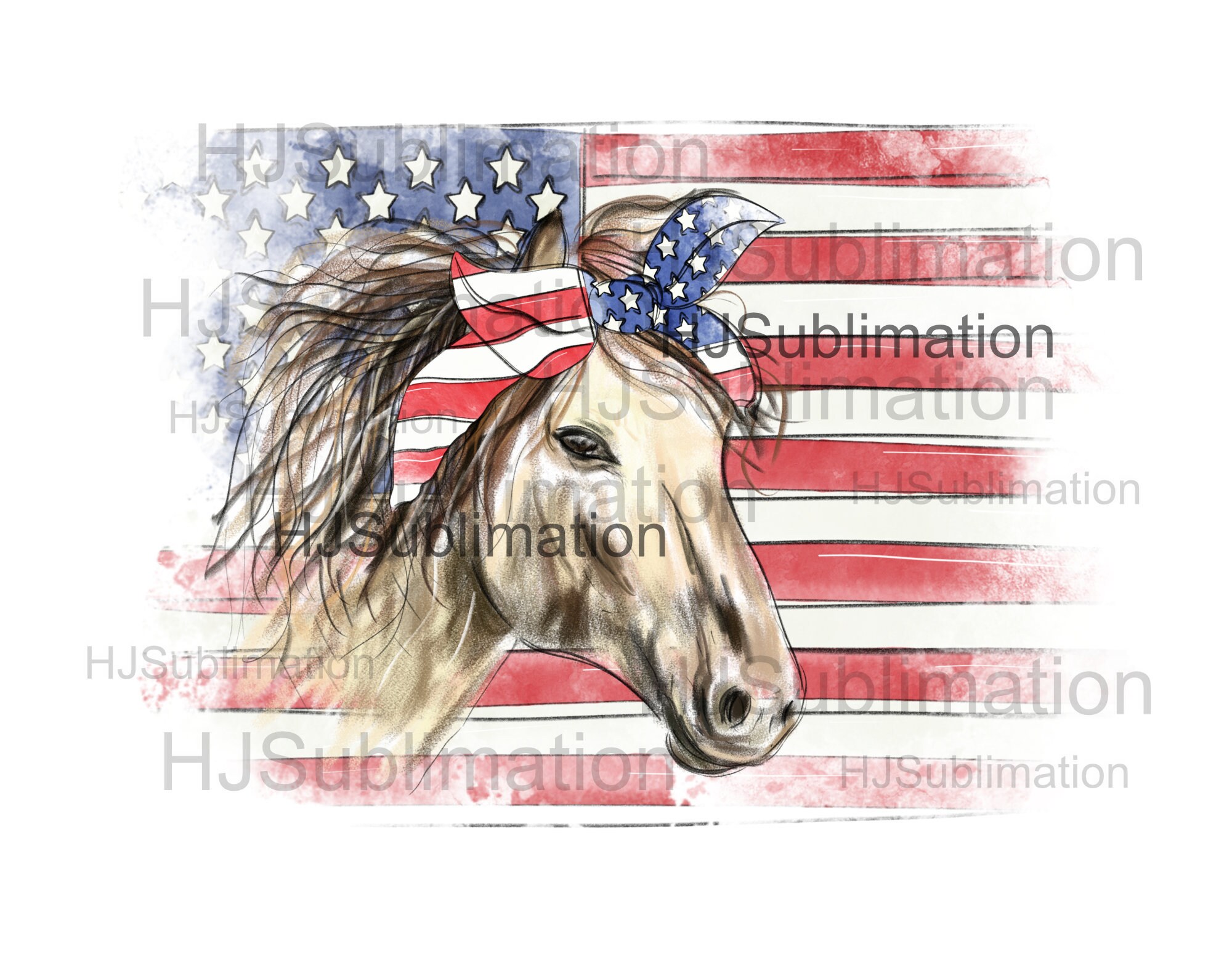 Patriotic Horse With Bandana Png.4th of July. USA Flag American ...