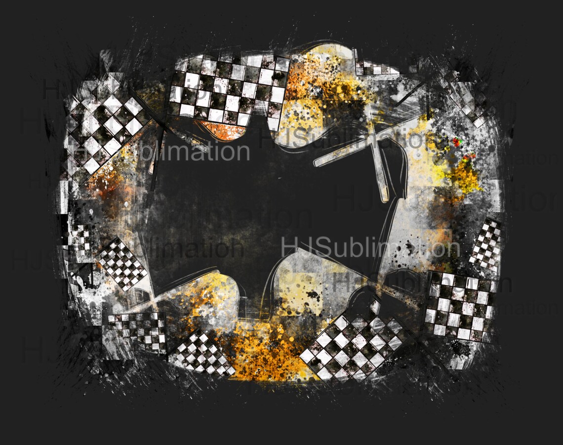 Grunge Checkered Flag Frame PNG / Motorsport Border Sublimation Design ...