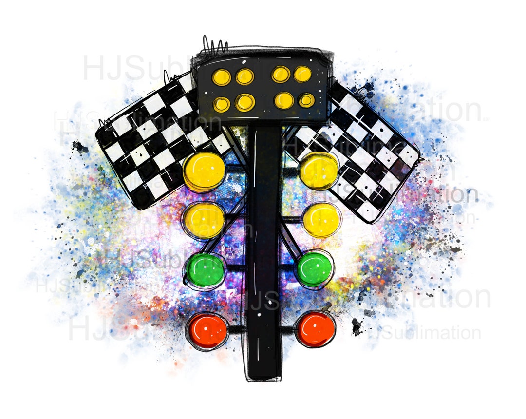 Drag Racing Lights PNG – Colorful Grunge Checkered Flag Sublimation for ...