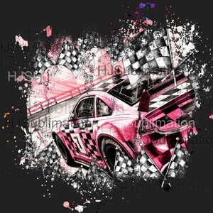 Pink Race Car Sublimation PNG Checkered Flag Digital Racing Design - Etsy