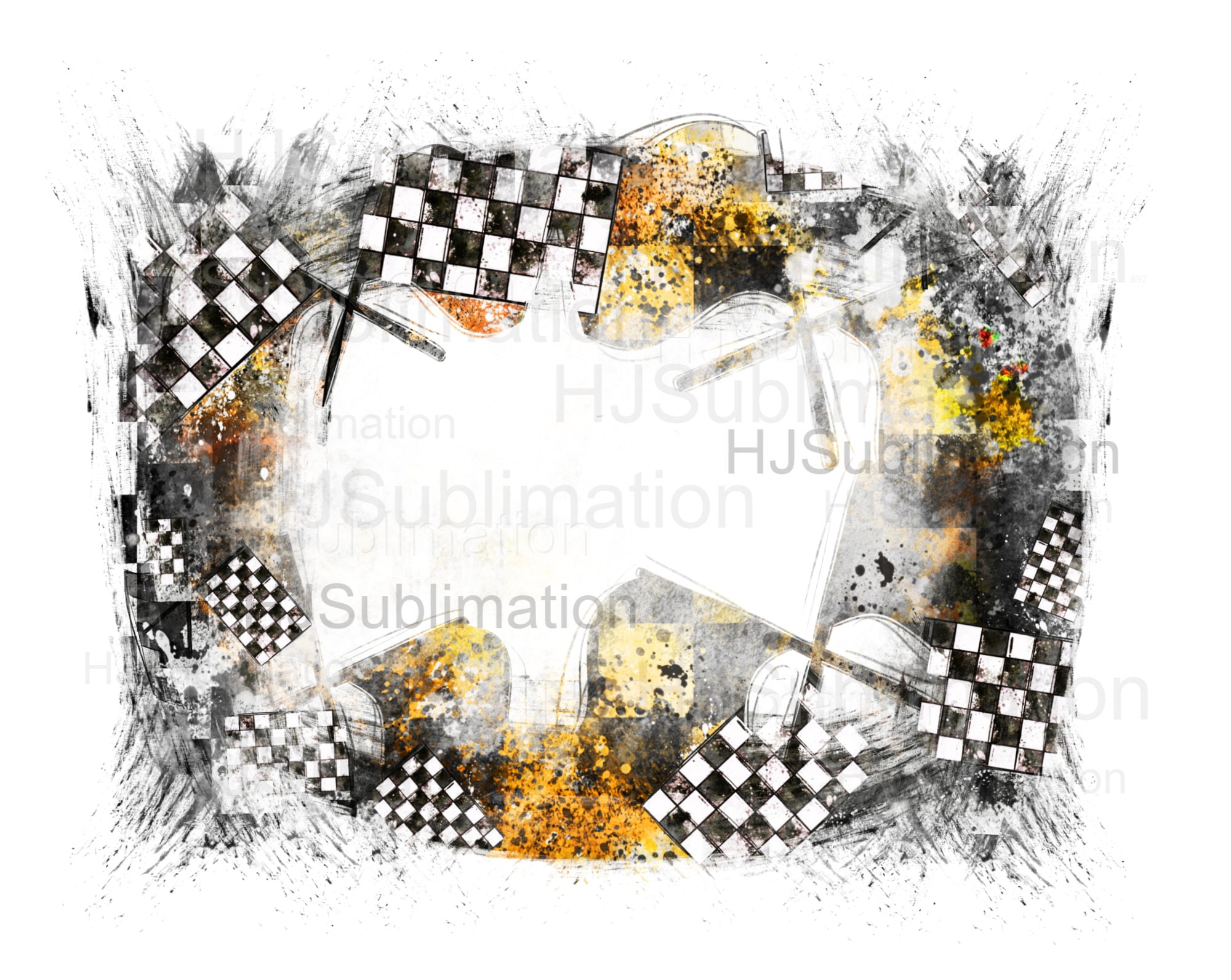 Grunge Checkered Flag Frame PNG / Motorsport Border Sublimation Design ...