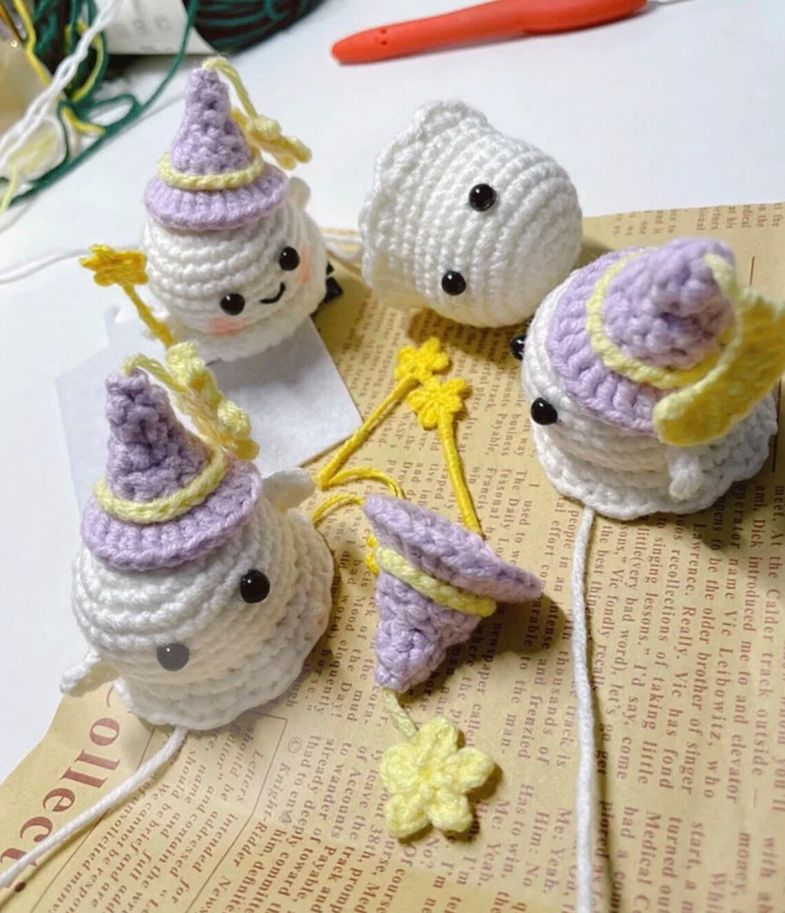 Halloween Crochet Ghost Keychain Pattern: Witch, Pumpkin, Angel (PDF ...