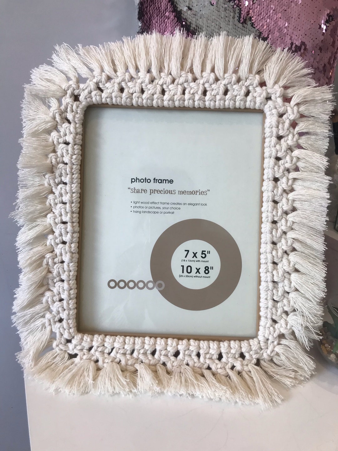 Macrame Medium Photo Frame Picture Frame - Etsy