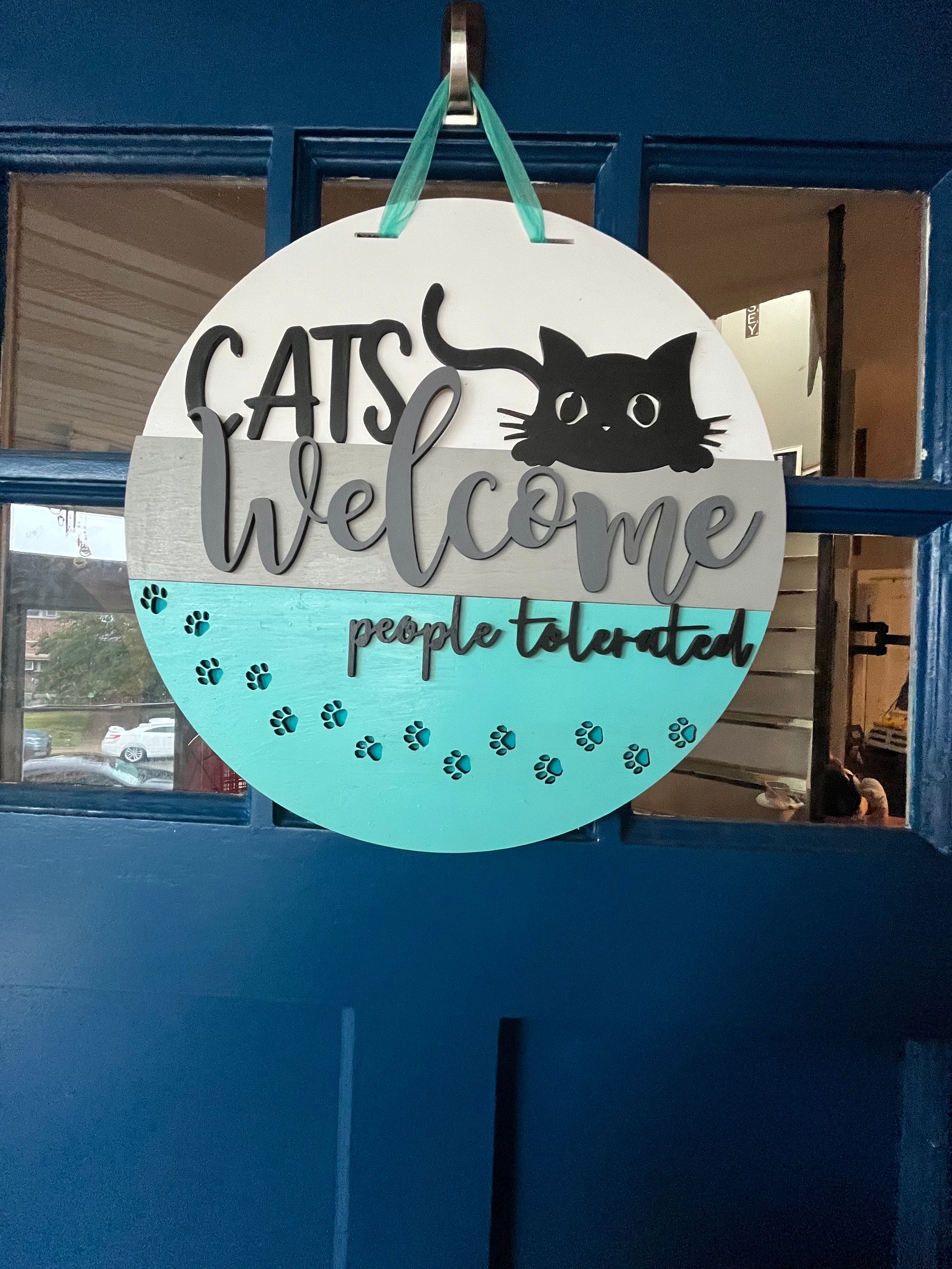 Welcome Cat People Tolerated Door Sign - Etsy