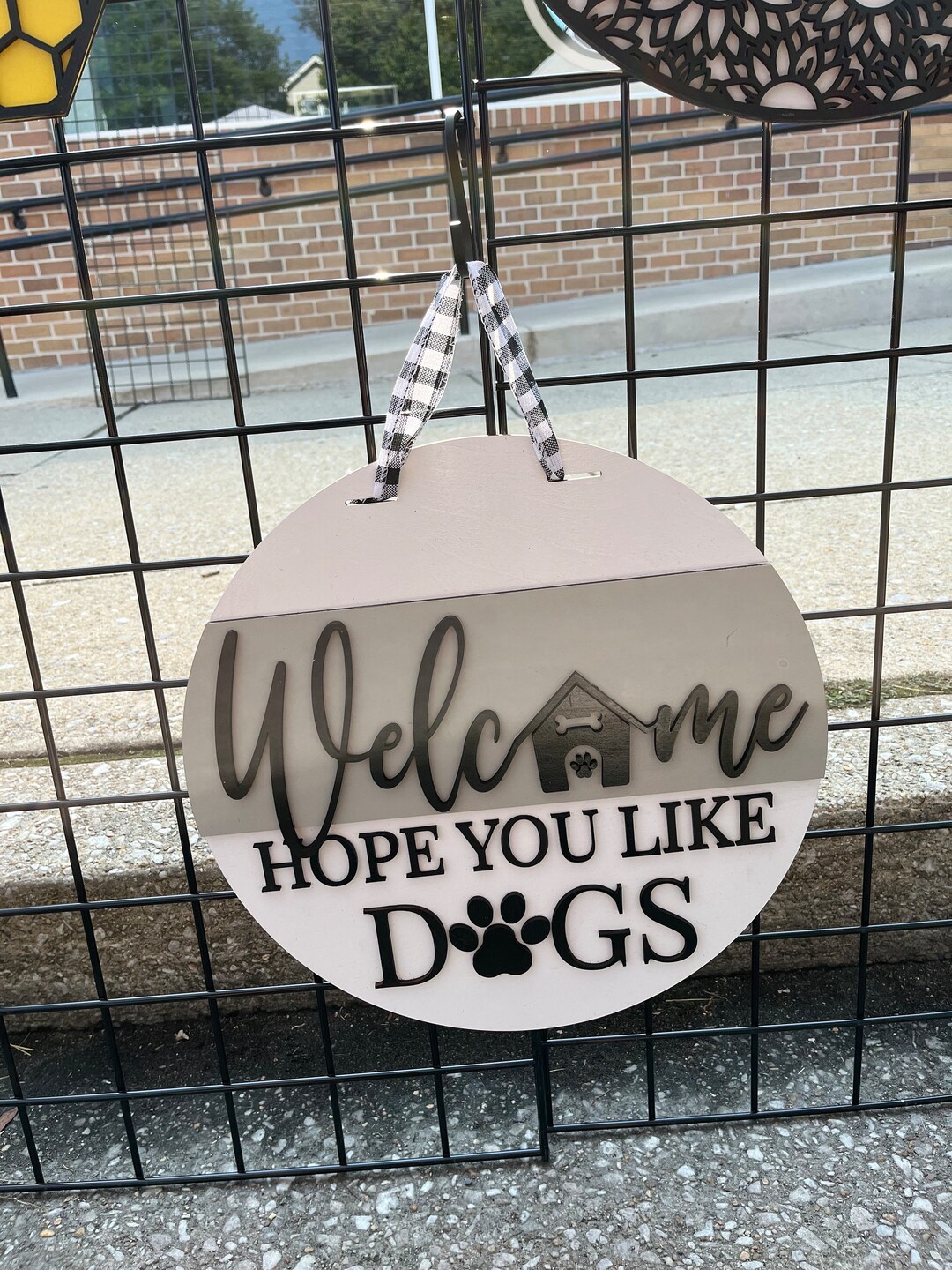Welcome Hope You Like Dogs Door Sign - Etsy