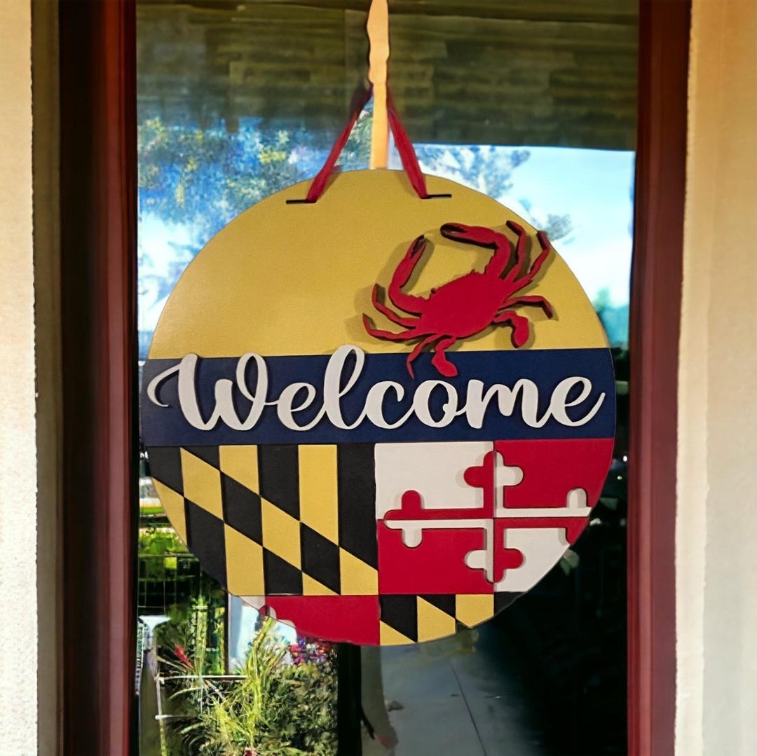 Welcome Maryland Crab Door Sign - Etsy