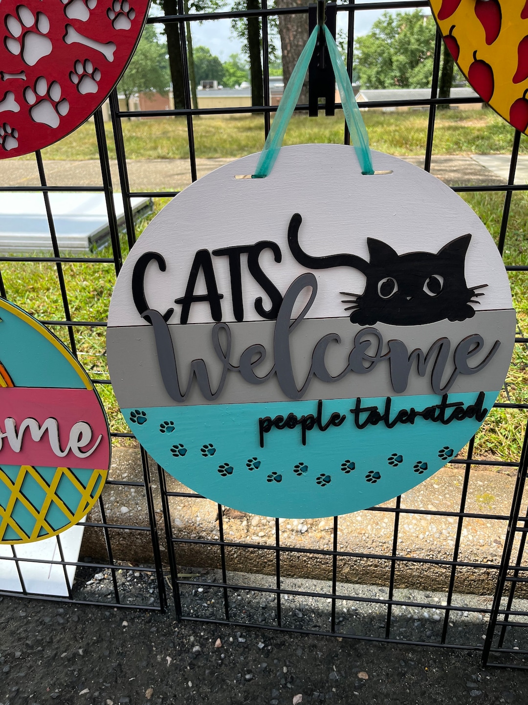 Welcome Cat People Tolerated Door Sign - Etsy